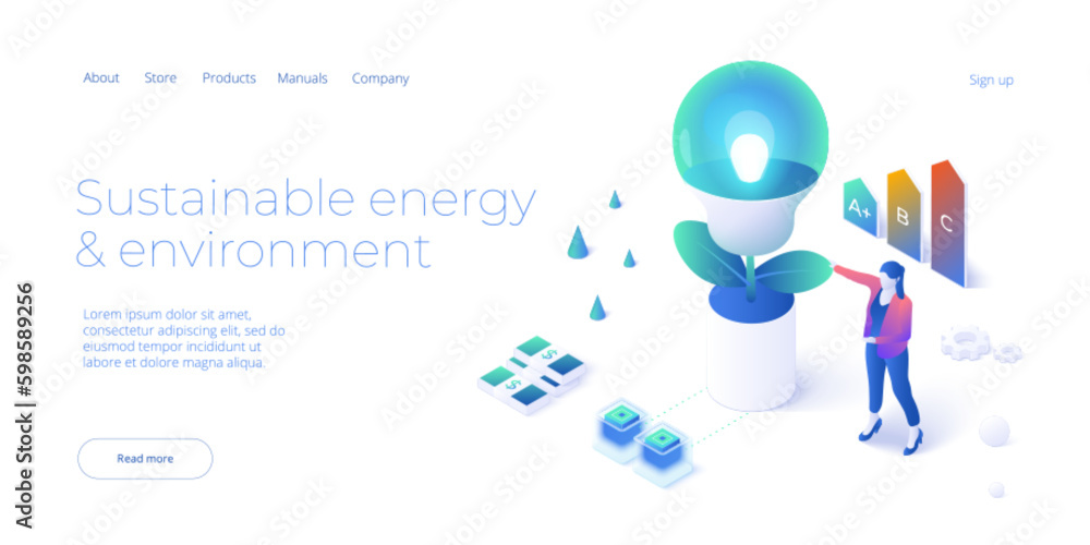 Energy efficient house or home concept in isometric vector illustration ...