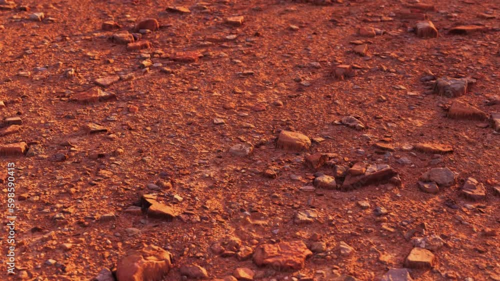 Surface of the Mars planet, Loop 4K footage of the Red Martian ground ...