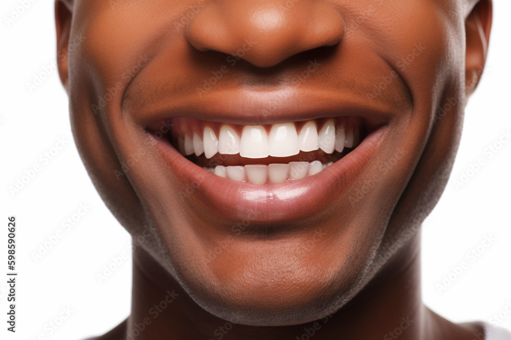 close up of big smile, white smile, beautiful teeth, man model, white ...