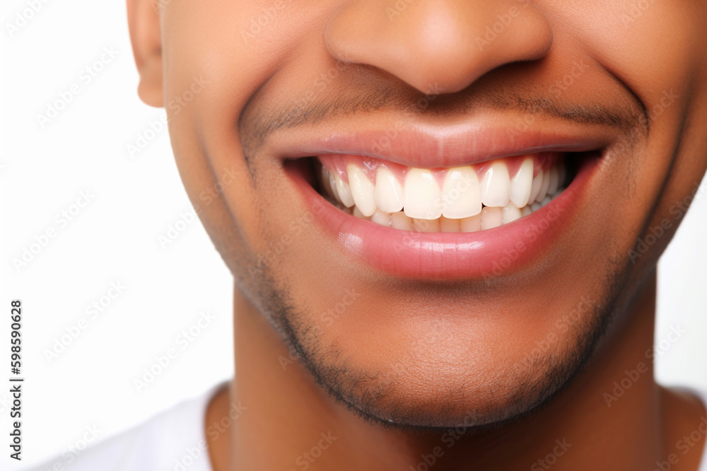 close up of big smile, white smile, beautiful teeth, man model, white ...