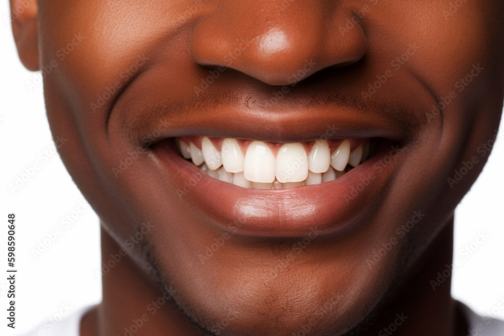 close up of big smile, white smile, beautiful teeth, man model, white ...