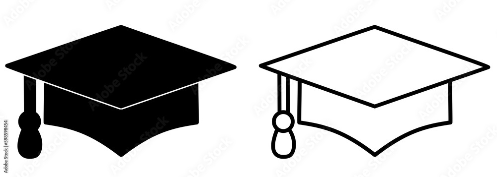 graduation cap and diploma hat on transparent background. University ...