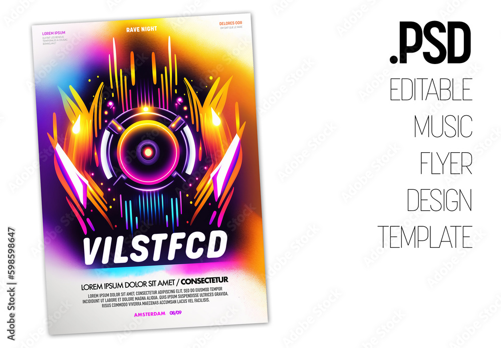 Music party flyer or poster design with generative ai background Stock ...