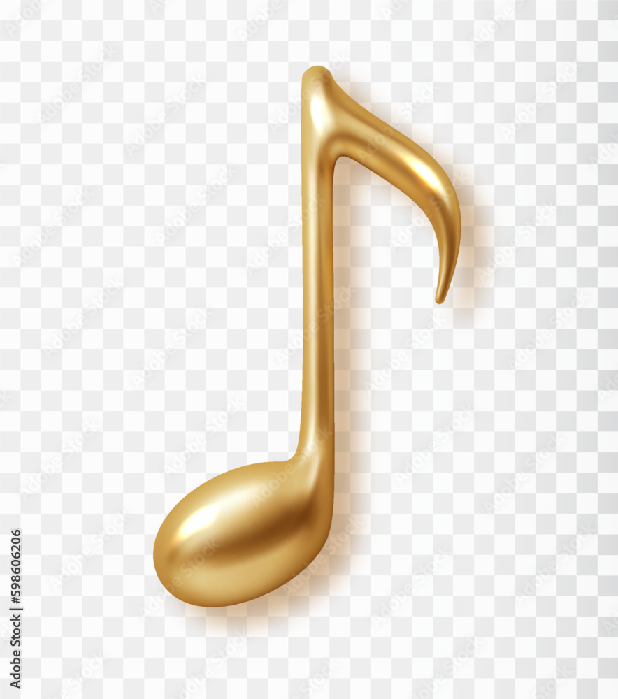 Poster Gold musical note Isolated. 3D realistic Vector illustration ...