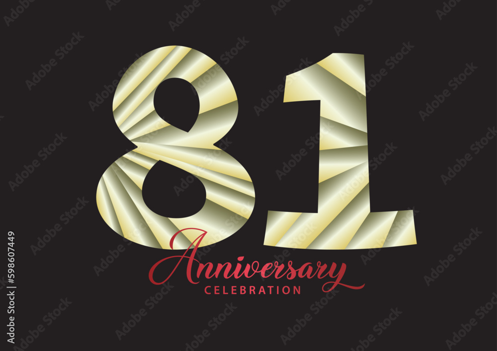 81 Year Anniversary Celebration Logotype Vector 81 Number Design 81th