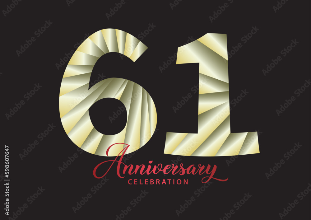 61 year anniversary celebration logotype vector, 61 number design, 61th ...