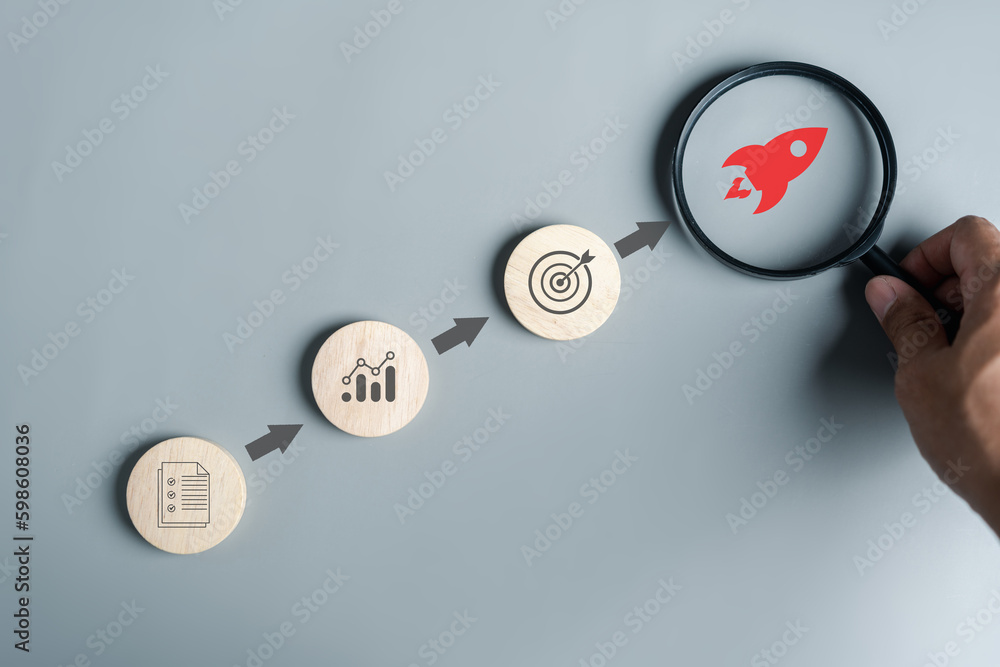 Fast business growth success shortcut achievement concept, planning ...