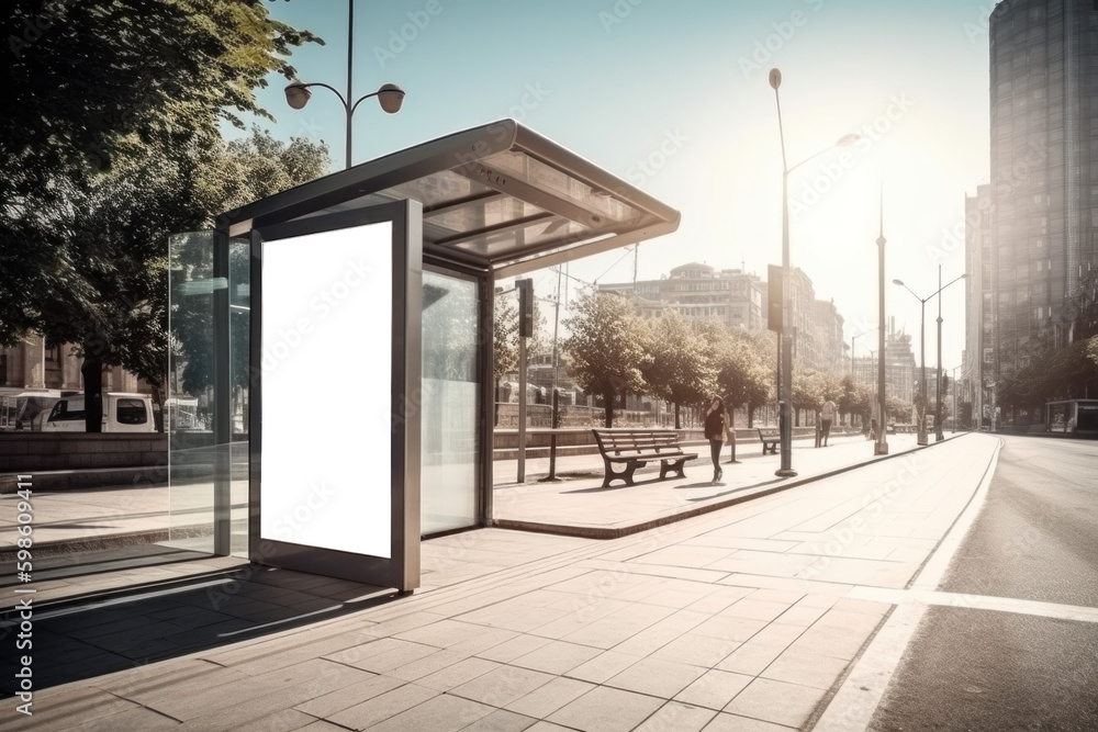 panneau publicitaire d'un abri bus pour maquette de présentation de ...