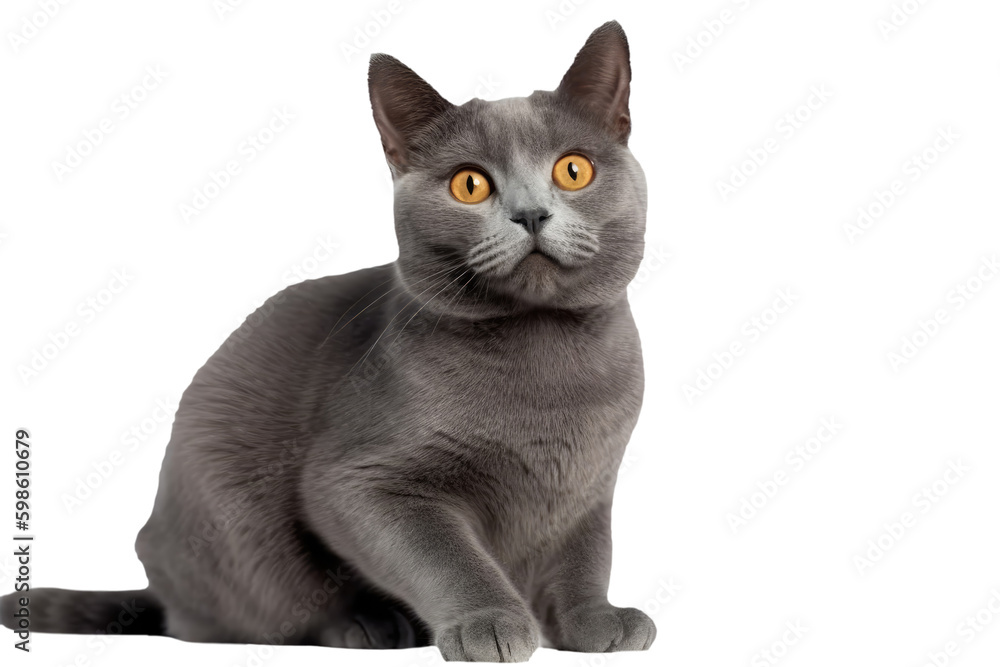 Chartreux Kitten On White Background, Full Body. On An Isolated ...