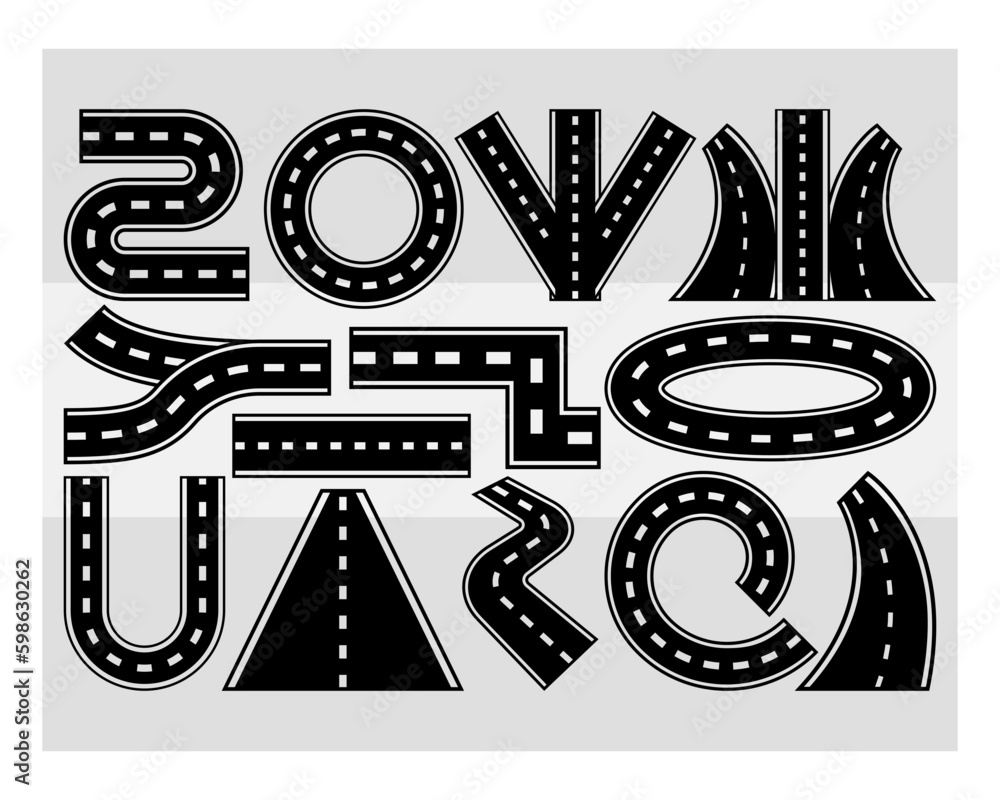 Road | SVG Bundle | Highway | Bending Svg | Circut Cut Files Silhouette ...