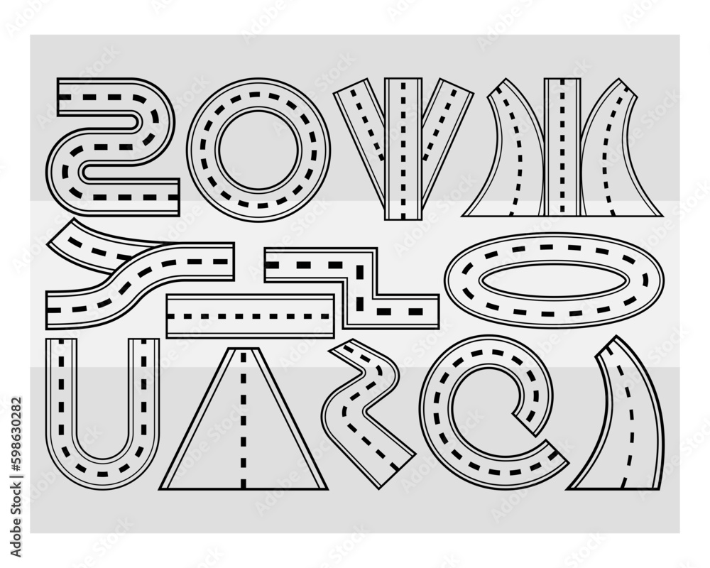 Road | SVG Bundle | Highway | Bending Svg | Circut Cut Files Silhouette ...