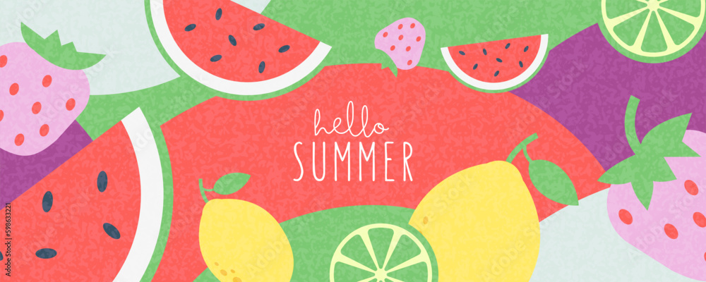 Hello Summer сolorful banner design. Horizontal poster, greeting card ...