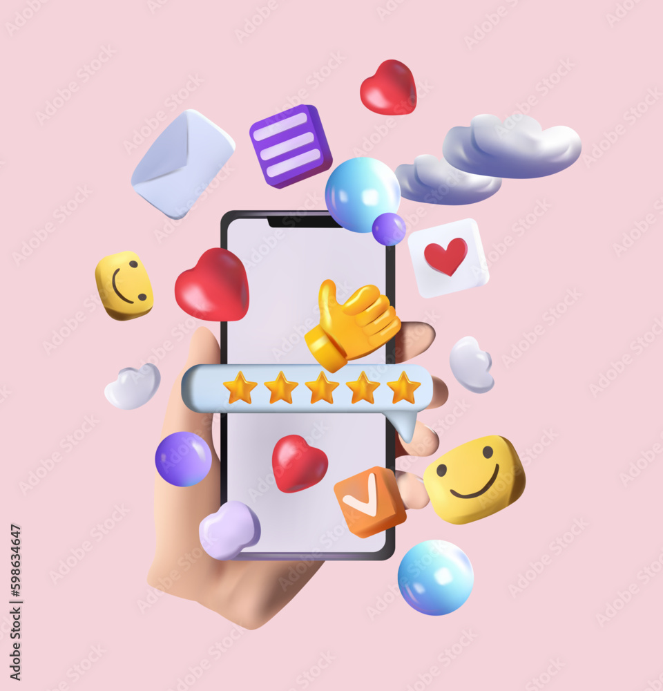 Innovative 3D concept for a virtual social networking platform. A hand ...