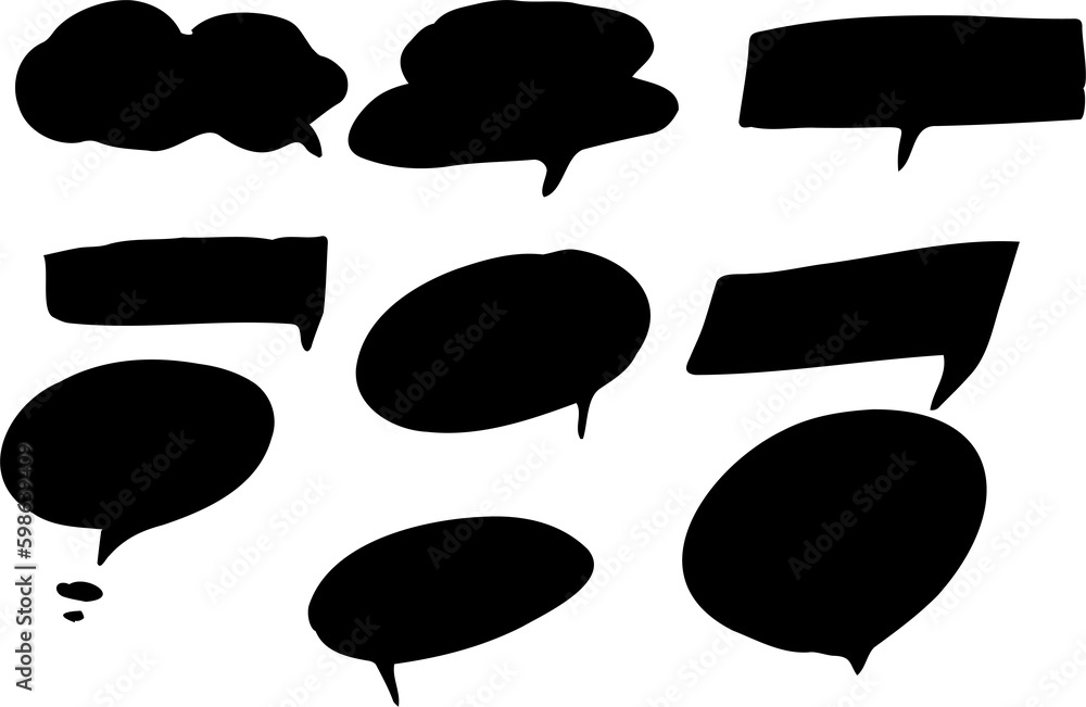 hand drawn speech bubbles set on transparent background. png Stock ...