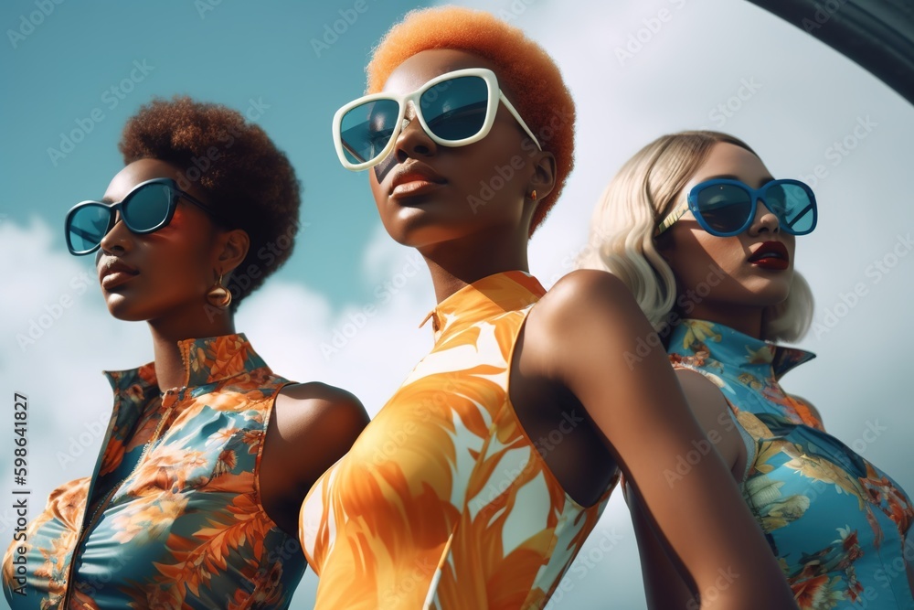 Young African-American girls in fancy swimsuits. Generative Ai Stock ...