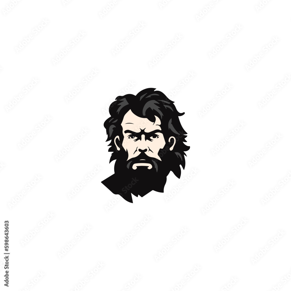 primitive caveman logo, an extinct species of archaic humans viewed ...