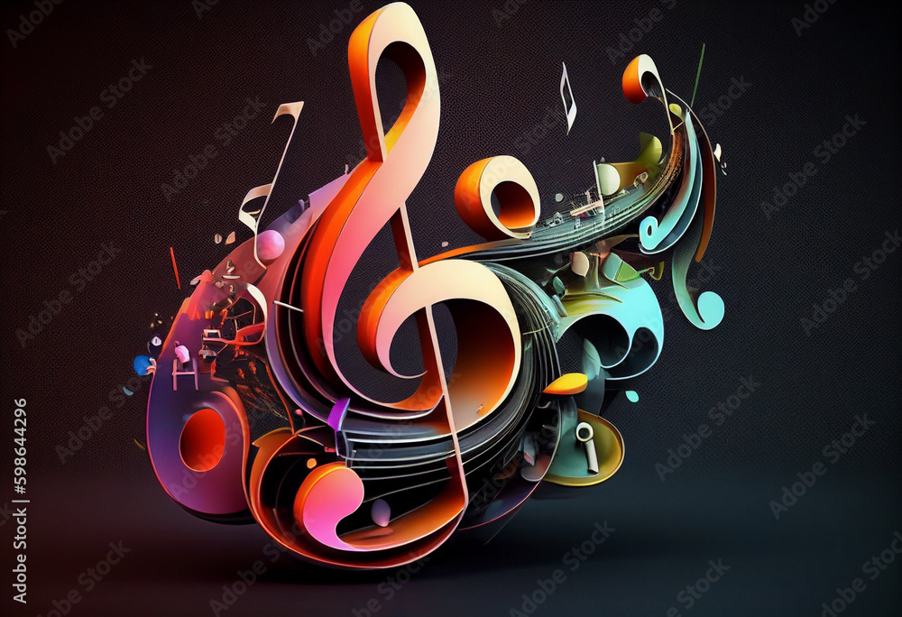 Musical notes in 3D style on a dark background. AI Generated Stock ...