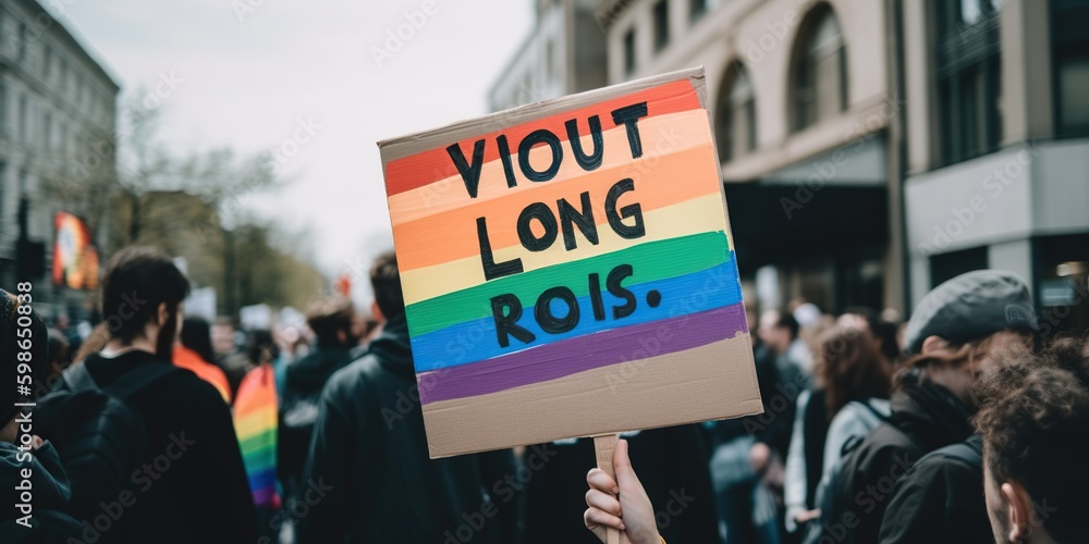 A sign advocating for lgbtq+ rights, underscoring the ongoing battle ...