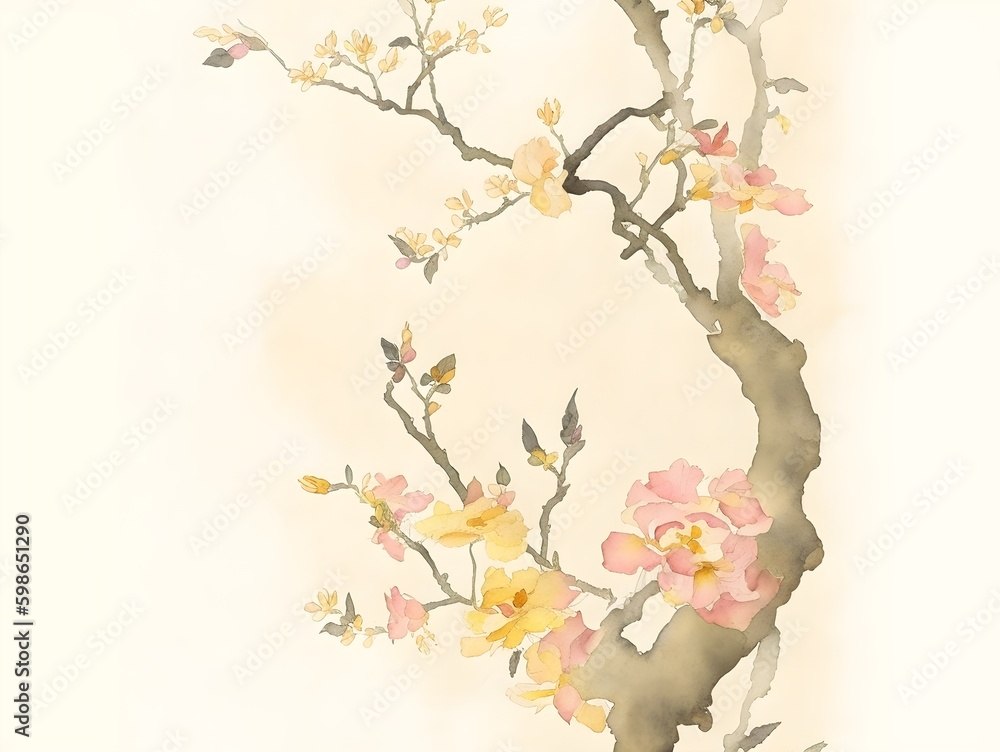 Cherry blossom sakura Japanese style watercolor painting. Great for ...