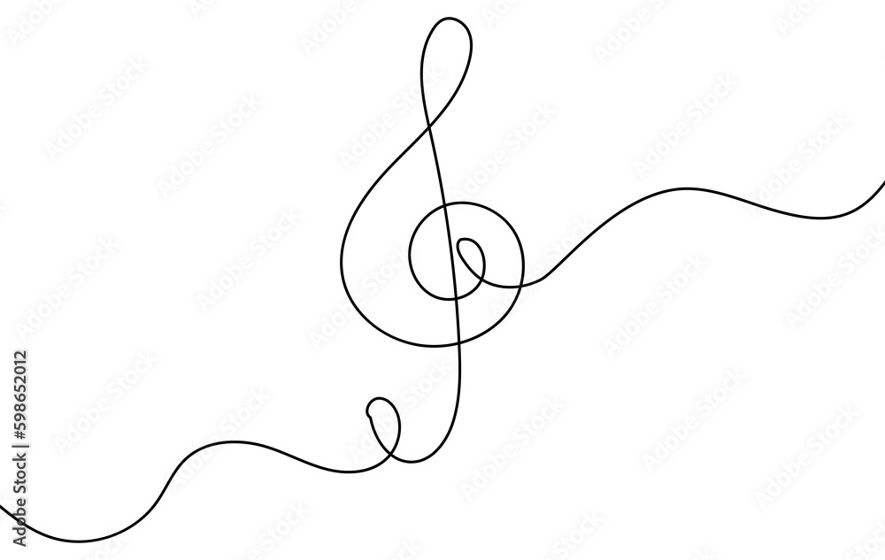Photo & Art Print Continuous music line art note vector sketch ...