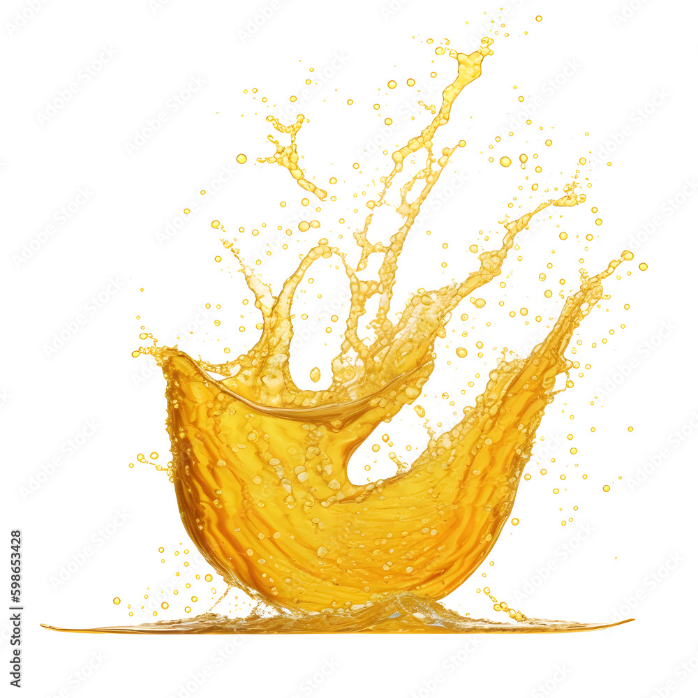 Yellow or orange juice water splash isolated on white background. PNG ...