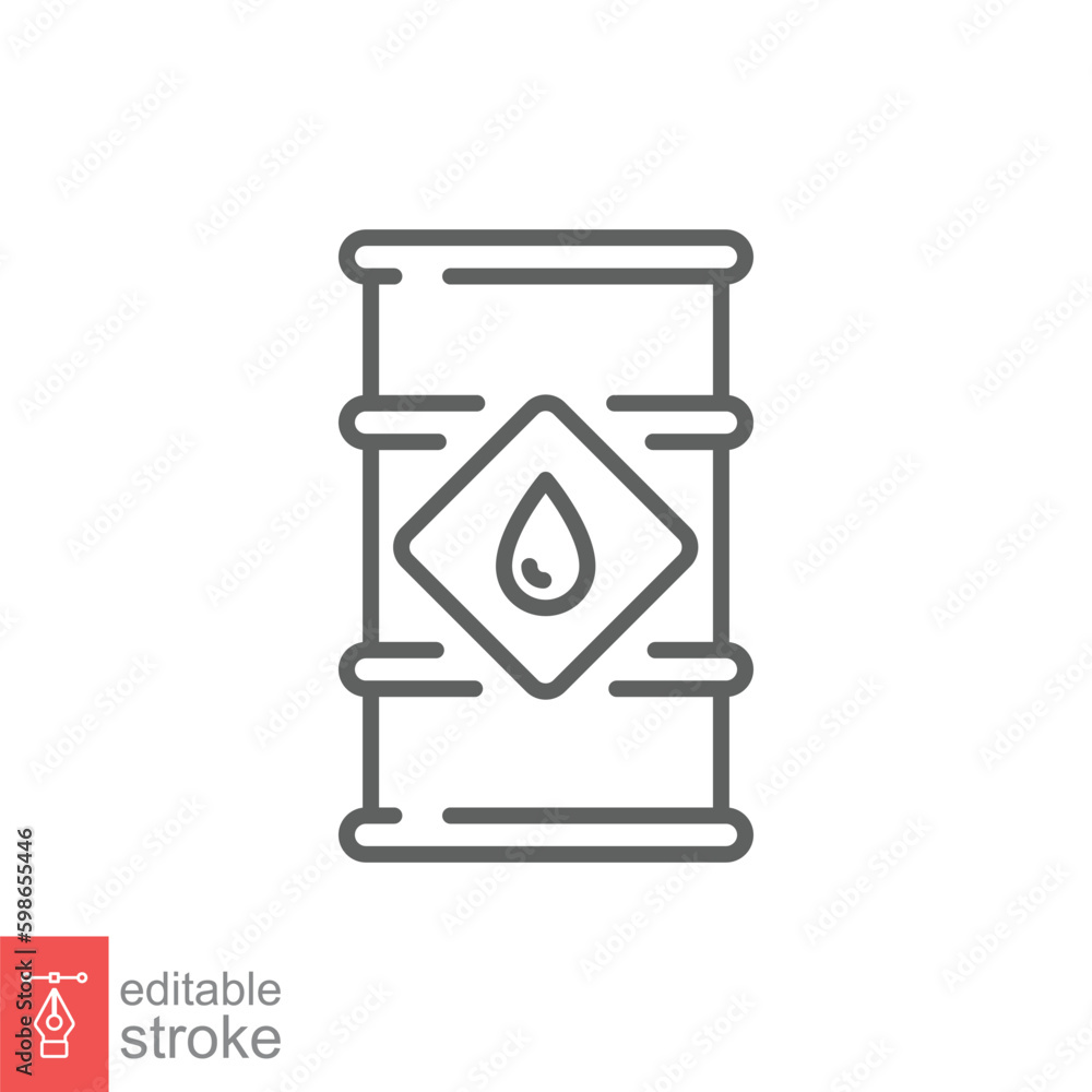 Barrel oil icon. Simple outline style. Waste drum, barel, fuel gallon ...