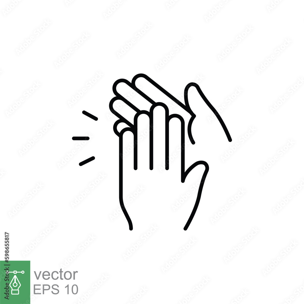 Hands clapping icon. Simple outline style. Clap, bravo, applaud ...