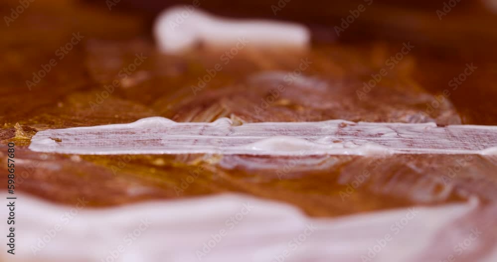 drawing with paints of classic gold color and white gold color with ...