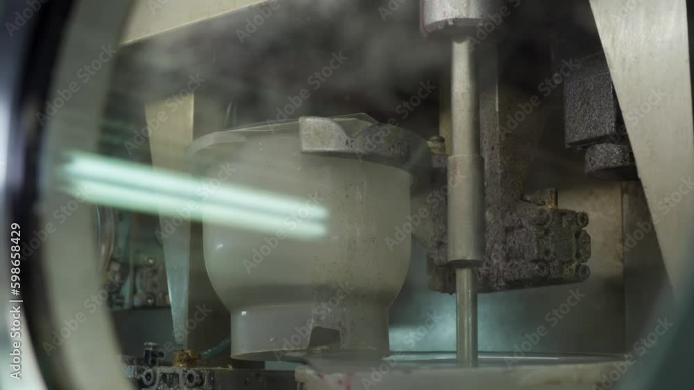 Demonstration of the process of the production of plastic parts ...