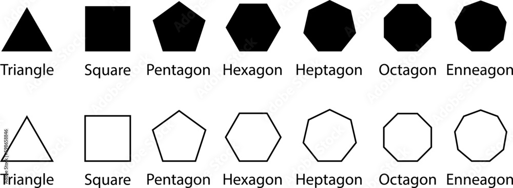 set of shapes vector illustration ,outline and silhouette.collection of ...