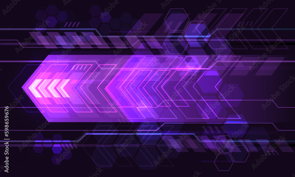 Abstract Purple Technology Light Arrow Geometric Cyber Circuit Design
