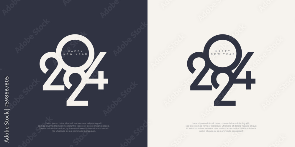 Happy new year 2024 logo concept. With numbers stacked on top of each ...