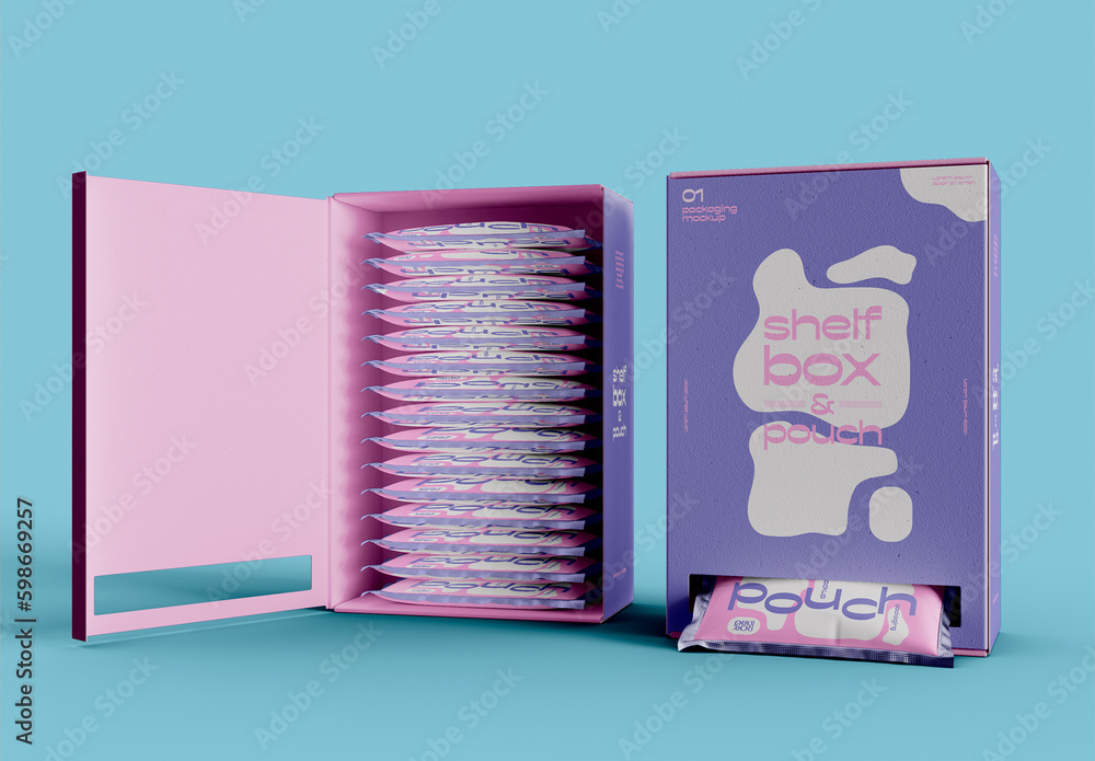 Display Box with Pouches Mockup Stock Template | Adobe Stock