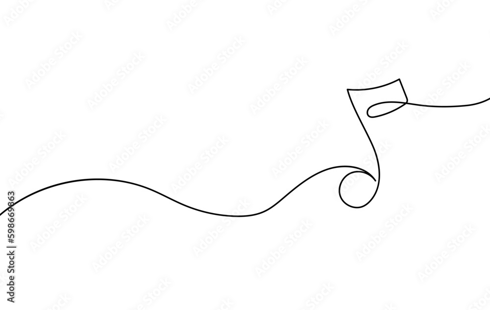 Continuous music line art note vector sketch illustration. Abstract ...