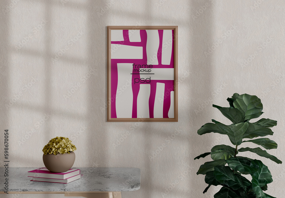 Frame in Home Interior Mockup Stock Template | Adobe Stock