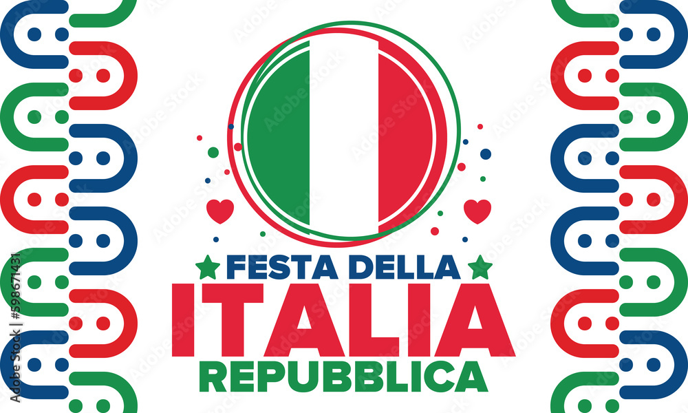 Festa della Repubblica Italiana. Text in italian: Italian Republic Day ...