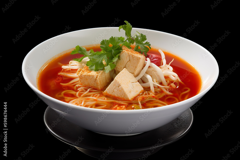 Bun Rieu Vietnamese tomato-based soup made with crab meat, tofu, and ...