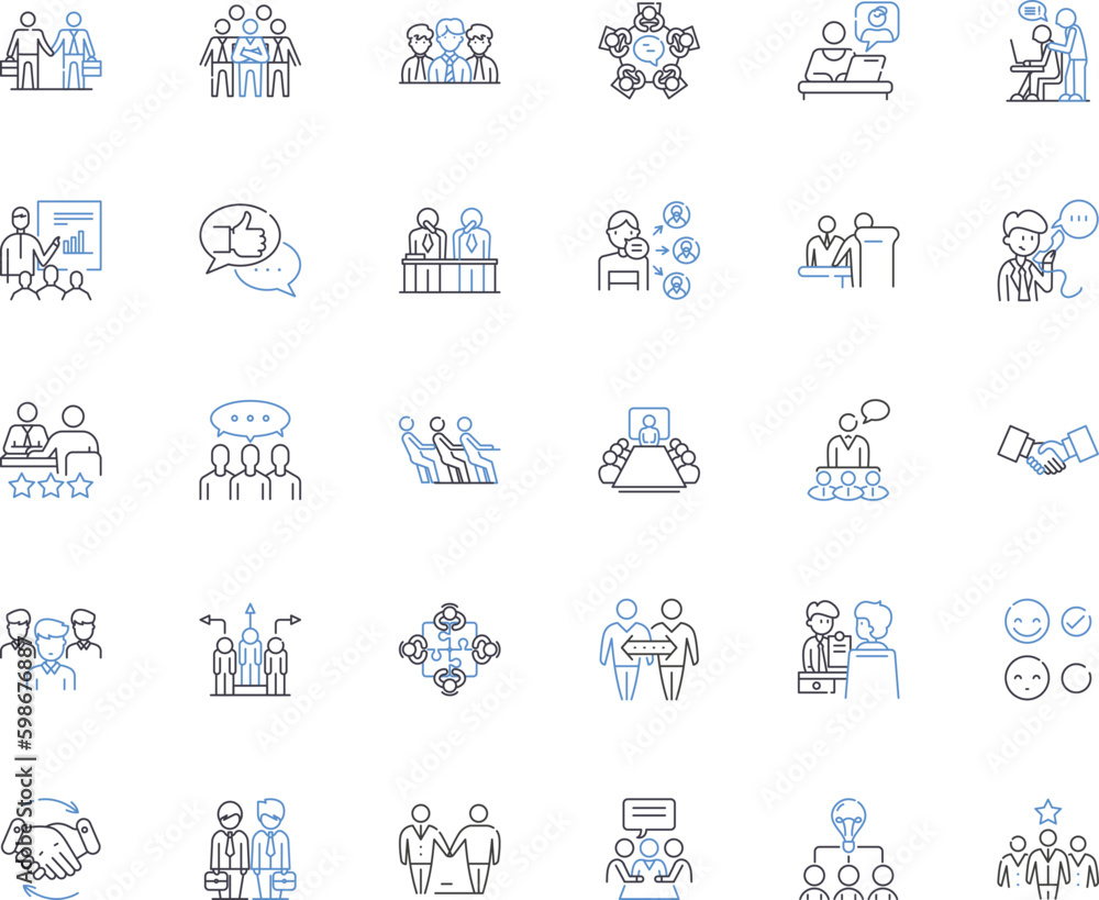 Vetor de Kinship line icons collection. Family, Bond, Connections ...