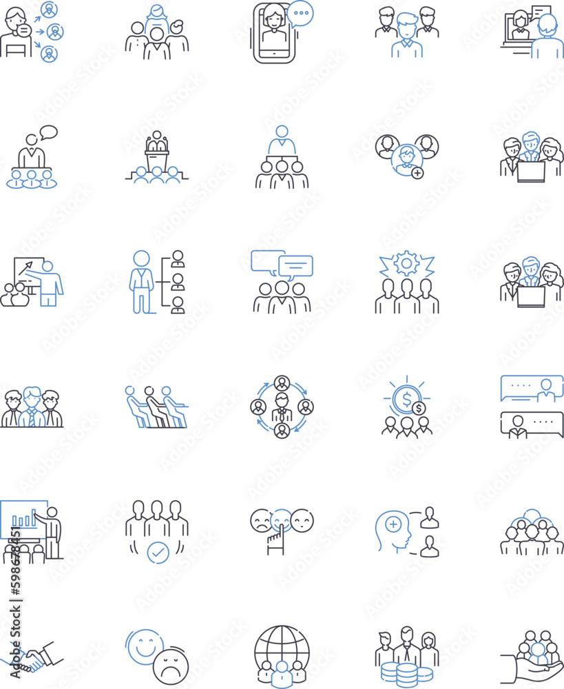 Group line icons collection. Unity, Diversity, Collaboration, Synergy ...