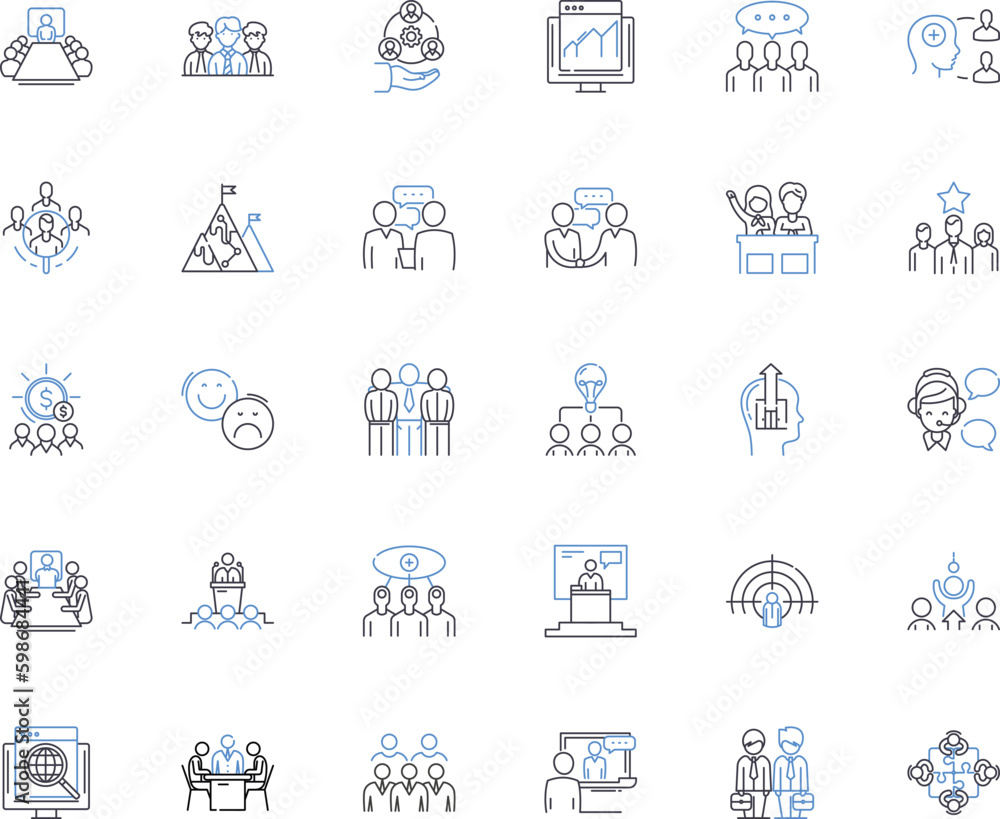 Corporation concept line icons collection. Monopoly, Boardroom ...