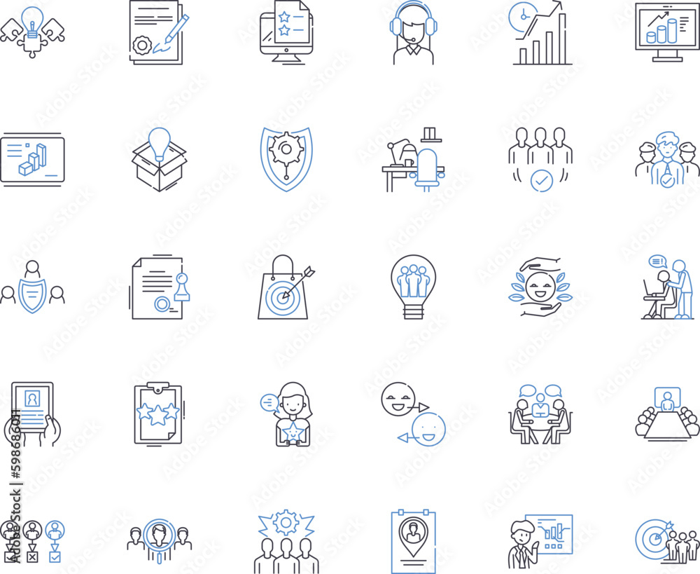 Vetor de Director line icons collection. Visionary, Leader, Creative ...