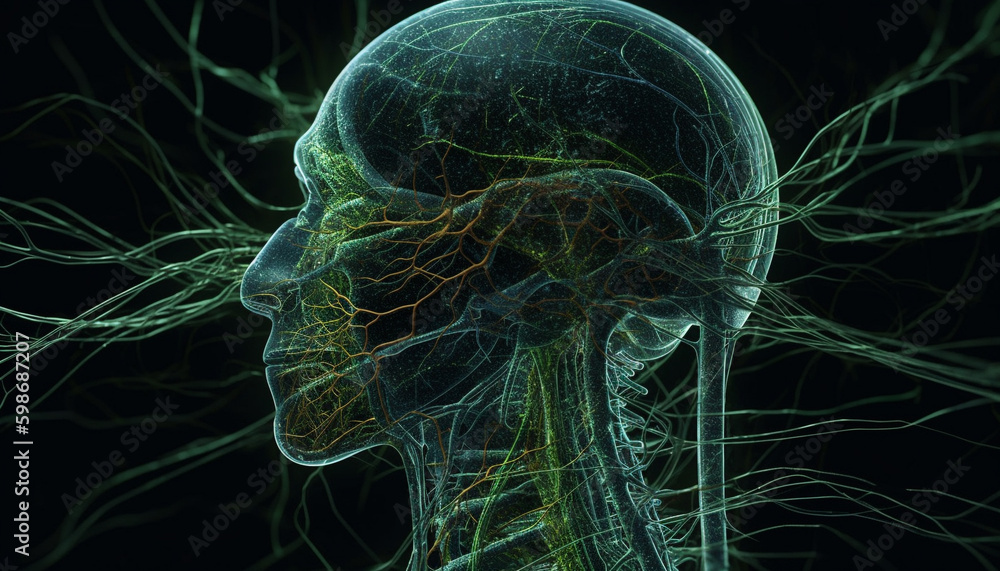 Transparent human cell morphologies glowing in high scale magnification ...