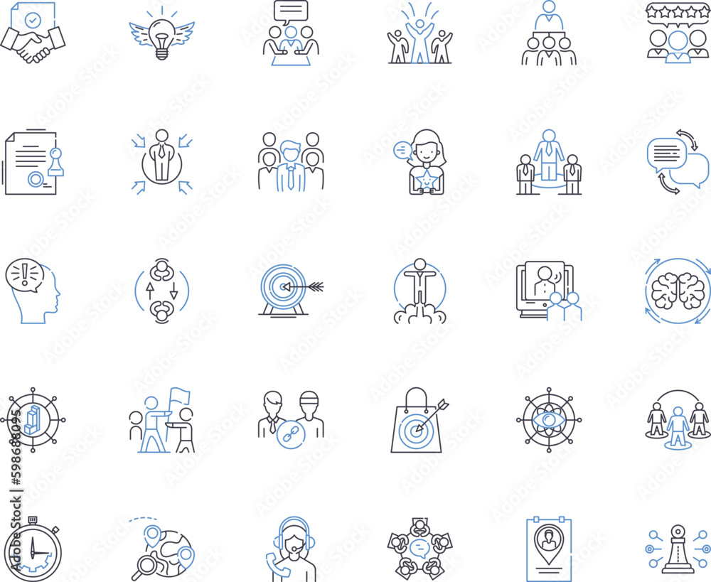 Corporate Coalition Line Icons Collection Collaboration Unity Partnership Alliance Cohesion