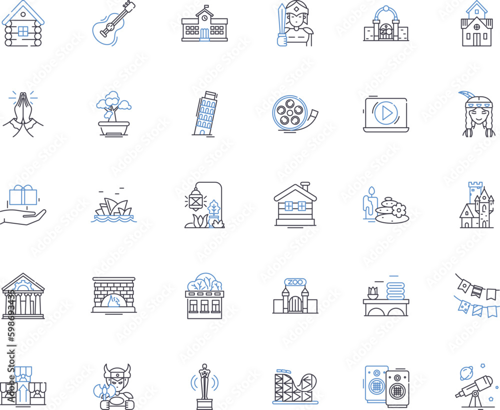 Tradition elements line icons collection. Ceremony, Ritual, Culture ...