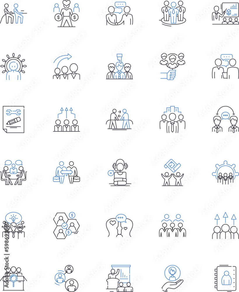Trust bond line icons collection. Loyalty, Hsty, Integrity, Reliability ... Trust bond line icons collection. Loyalty, Hsty, Integrity, Reliability ...