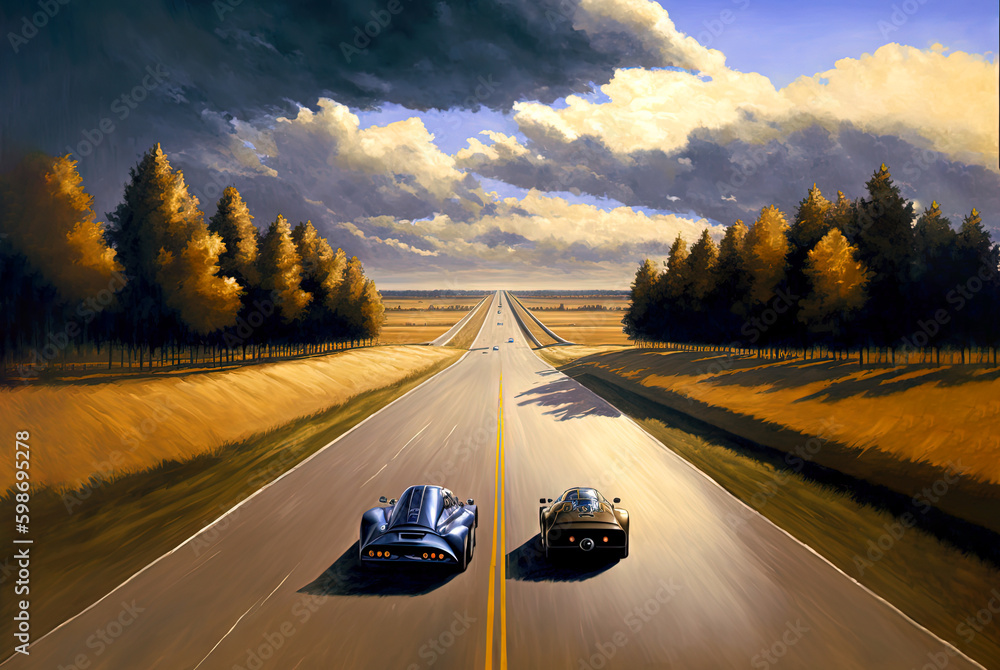 Racing car on the track. Outdoor race with fast cars making speed laps ...