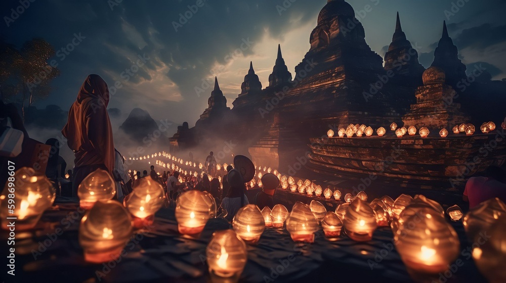 Vesak day in Borobudur temple, buddhist from around the world come to ...