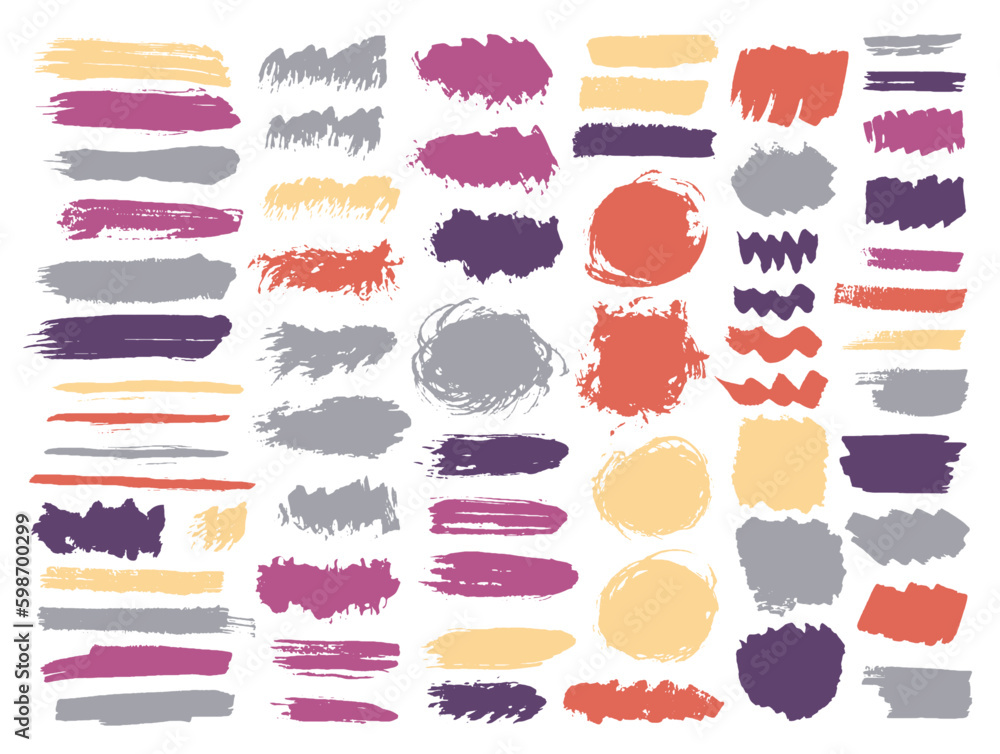 Oil sketch daub mega set. Freehand inkblot streak retro shapes. Inkblot ...