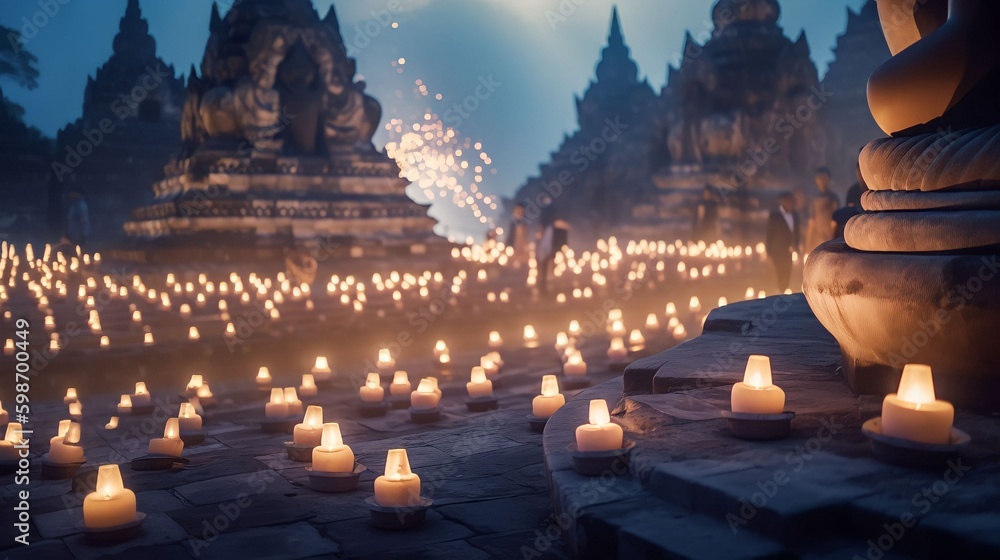 Vesak day in Borobudur temple, buddhist from around the world come to ...