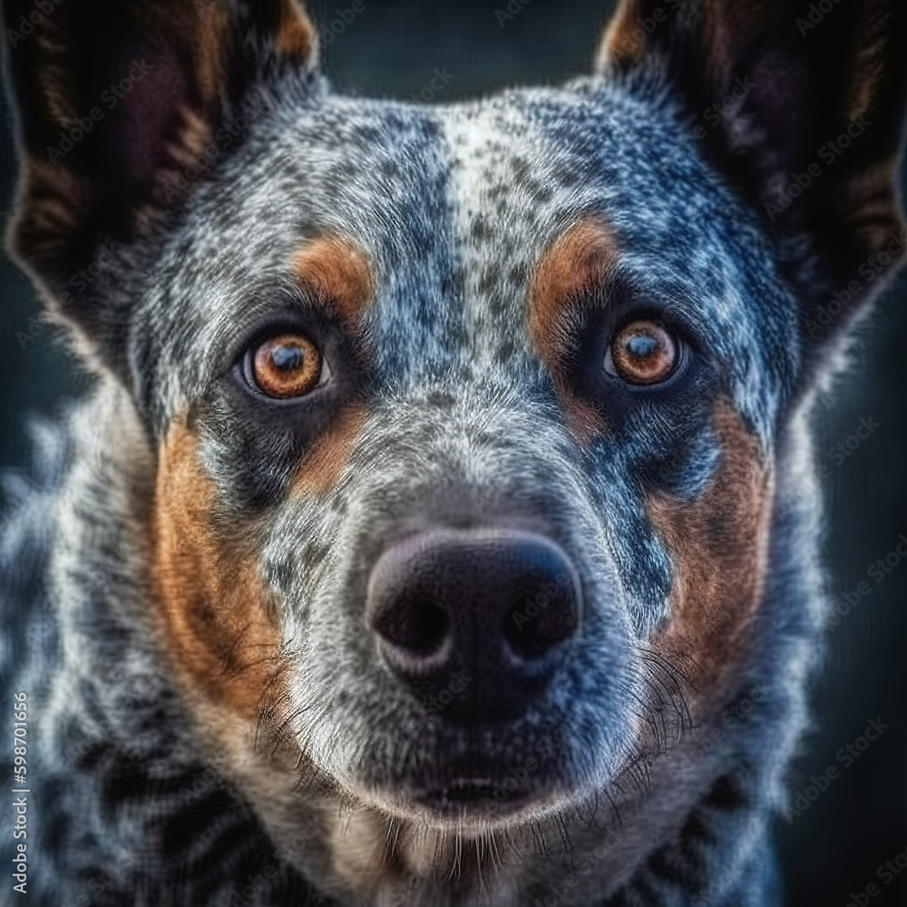 Australian blue heeler cattle dog sutdio portrait as domestic herder ...